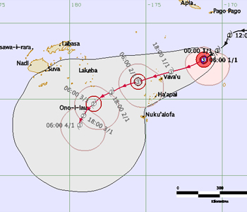 TC Ula located approximately 810km east of Lakeba