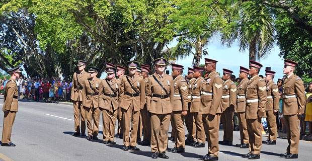 Scots Guards join RFMF and Police in Change of Guard at State House today