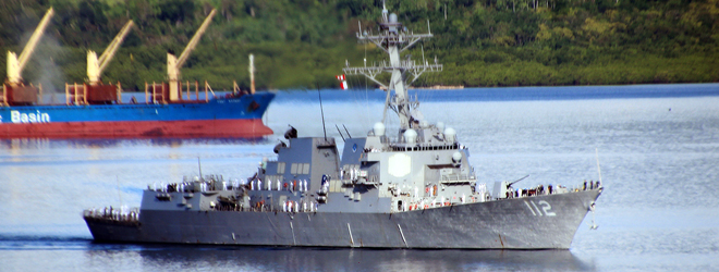 US Navy Destroyer USS Michael Murphy arrives in Suva