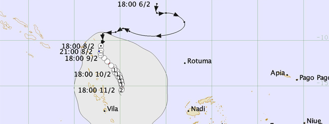 Tropical disturbance located west of Rotuma