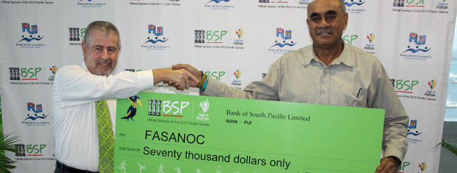BSP presents $70K cheque to assist Team Fiji