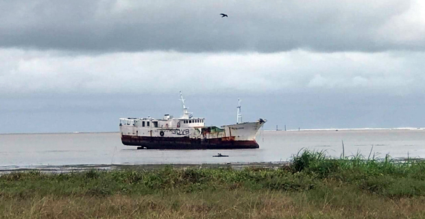 K Danuri fishing vessel which ran aground in Lami Bay last month ...