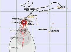 Tropical Cyclone Evan slowly moves away