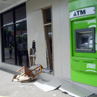 5 armed masked men rob bank